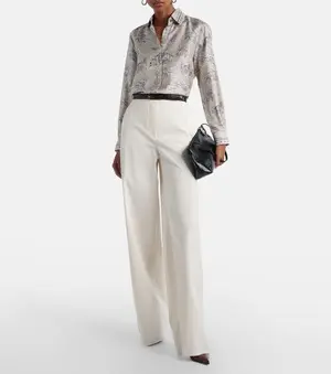 Max Mara Cotton-blend Wide-leg Pants - White