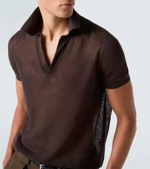 TOM FORD Semi-sheer Cotton And Silk Polo Shirt