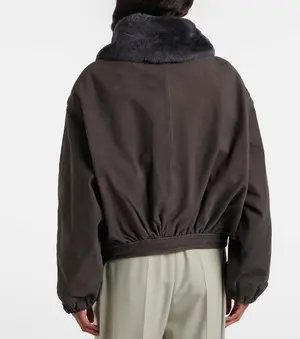 Victoria Beckham Shearling-trimmed Suede Blouson Jacket