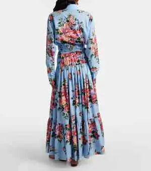 Dolce & Gabbana Floral Cotton Poplin Maxi Skirt