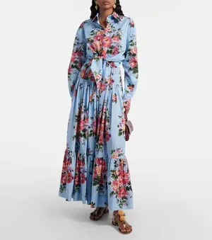 Dolce & Gabbana Floral Cotton Poplin Maxi Skirt