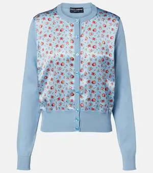Dolce & Gabbana Floral Paneled Silk Satin Cardigan