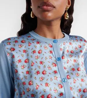 Dolce & Gabbana Floral Paneled Silk Satin Cardigan