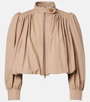 Chloé Gathered Cropped Cotton Canvas Jacket - Beige