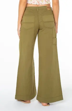 Roxy Boogie Board Flare Cotton Twill Pants - Avocado