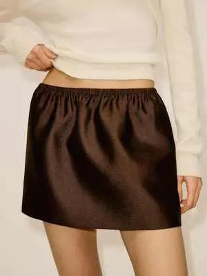 REFORMATION Elva Mini Skirt - Brown