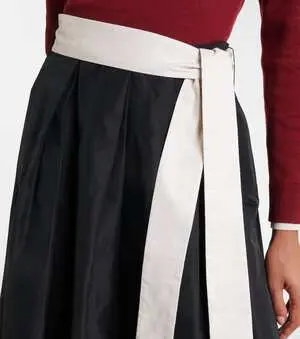Max Mara Baschi Pleated Cotton-blend Midi Skirt