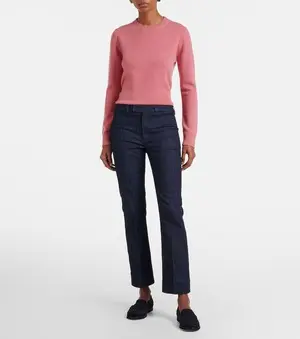 Max Mara Diana Cotton-blend Slim Pants - Blue