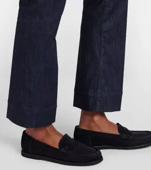 Max Mara Diana Cotton-blend Slim Pants - Blue