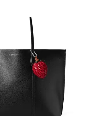 Tory Burch Strawberry Woven Leather Key Fob