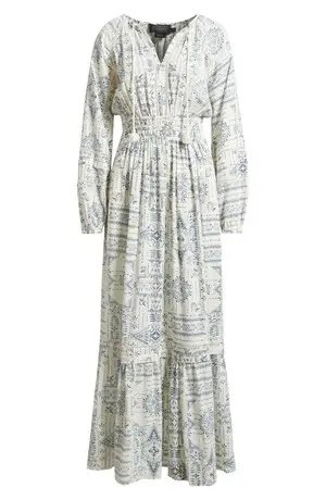 Pendleton Athena Long Sleeve Linen Blend Maxi Dress