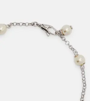 Valentino Garavani Vlogo Embellished Chain Bracelet With Faux Pearls And Crystals