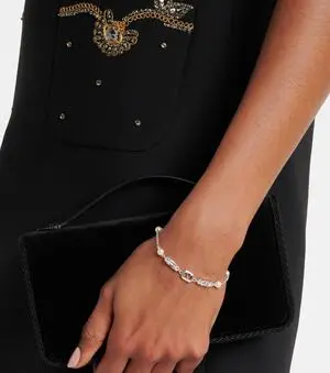 Valentino Garavani Vlogo Embellished Chain Bracelet With Faux Pearls And Crystals