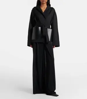 Alaïa Leather-trimmed Virgin Wool Wrap Jacket