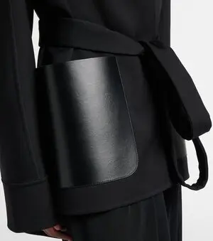 Alaïa Leather-trimmed Virgin Wool Wrap Jacket