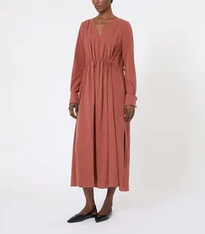 Max Mara Silk Midi Dress - Brown