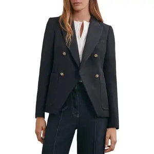 REISS Gigi Double-breasted Wool-blend Cutaway Blazer