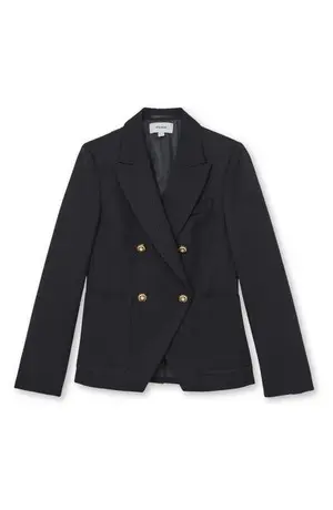 REISS Gigi Double-breasted Wool-blend Cutaway Blazer