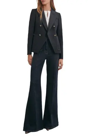 REISS Gigi Double-breasted Wool-blend Cutaway Blazer
