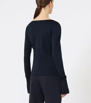 Max Mara Virgin Wool Wrap Top - Blue