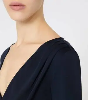 Max Mara Virgin Wool Wrap Top - Blue
