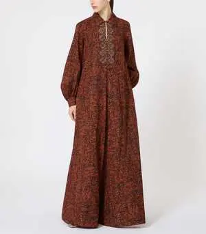 Max Mara Cotton Printed Kaftan Maxi Dress