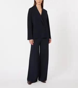 Max Mara Knit Double-breasted Blazer - Blue