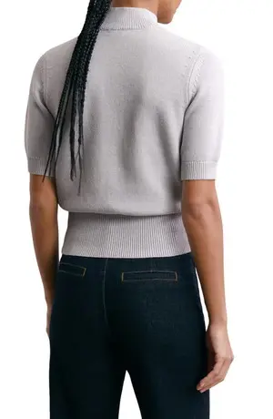 REISS Aria Mock Neck Cotton & Wool Sweater - Grey