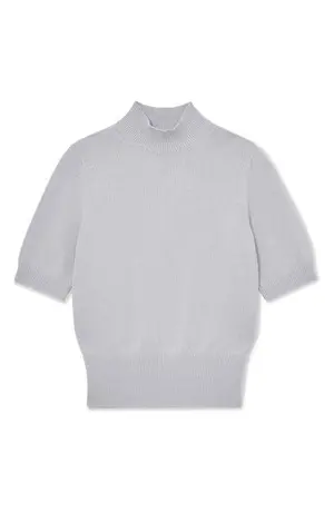 REISS Aria Mock Neck Cotton & Wool Sweater - Grey