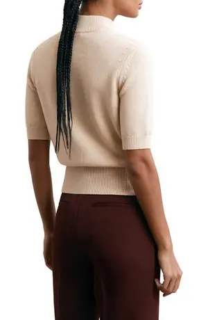 REISS Cotton & Wool Mock Neck Sweater - Neutral