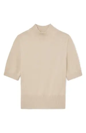 REISS Cotton & Wool Mock Neck Sweater - Neutral