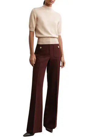 REISS Cotton & Wool Mock Neck Sweater - Neutral