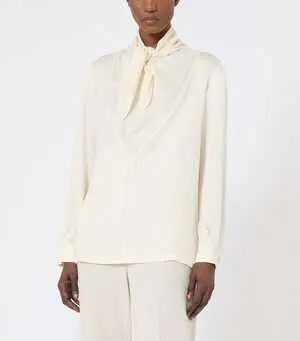 Max Mara Silk Tie-neck Blouse - White
