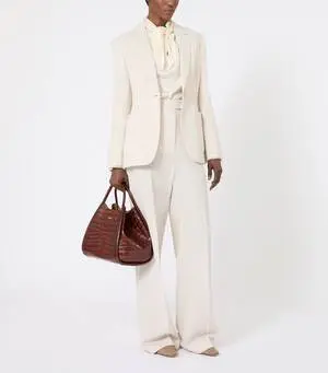Max Mara Silk Tie-neck Blouse - White