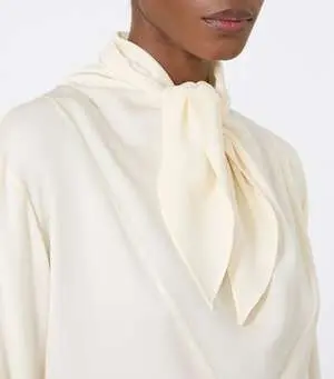 Max Mara Silk Tie-neck Blouse - White
