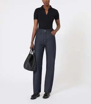 Max Mara Wool Rib Knit Top - Blue
