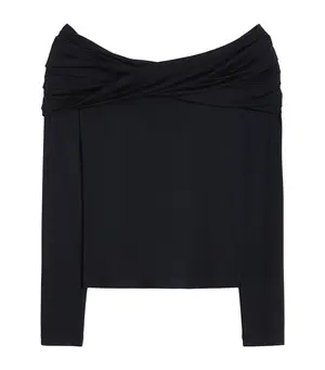 Max Mara Virgin Wool Draped Blouse - Blue