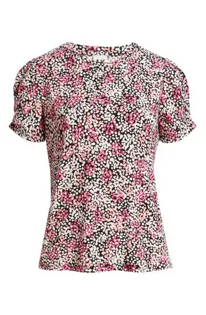 Anne Klein Printed Pleat Short Sleeve Top
