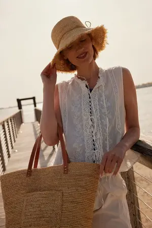 Hat Attack Packable Raffia Bucket Hat