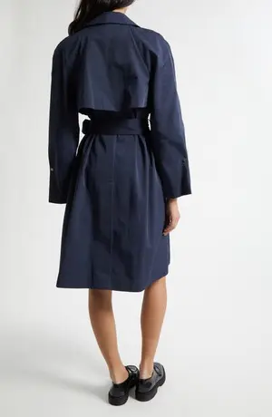 Emporio Armani Metal Tip Sash Trench Coat - Navy
