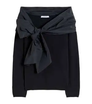 Max Mara Wool-blend Top With Bow Detail - Blue