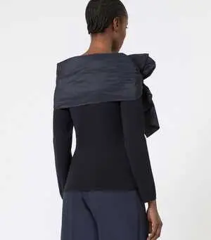 Max Mara Wool-blend Top With Bow Detail - Blue