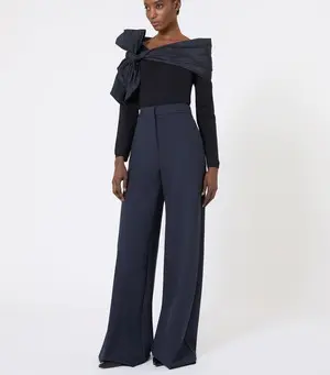 Max Mara Wool-blend Top With Bow Detail - Blue