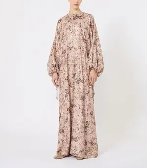 Max Mara Metallic Silk Floral Maxi Dress