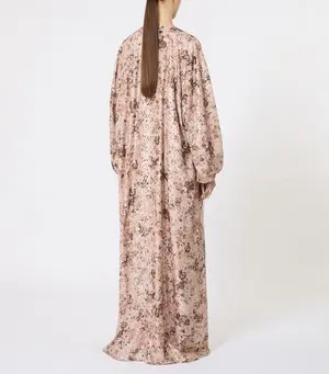 Max Mara Metallic Silk Floral Maxi Dress