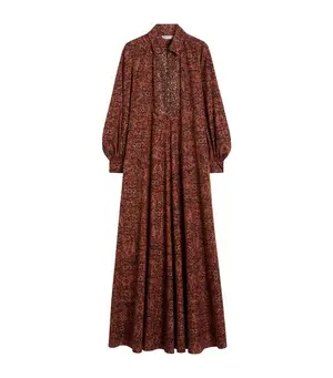 Max Mara Cotton Printed Kaftan Maxi Dress - Beige
