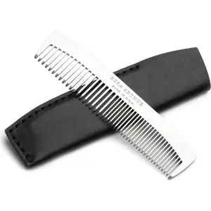 EZRA ARTHUR No. 1827 Metal Pocket Comb With Leather Sleeve - Black