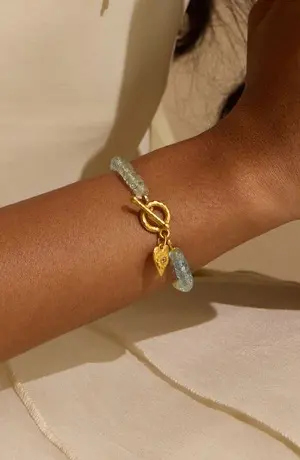 SATYA JEWELRY Aquamarine Heart Toggle Bracelet