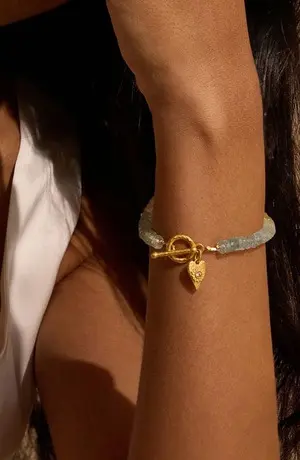 SATYA JEWELRY Aquamarine Heart Toggle Bracelet
