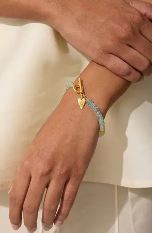 SATYA JEWELRY Aquamarine Heart Toggle Bracelet